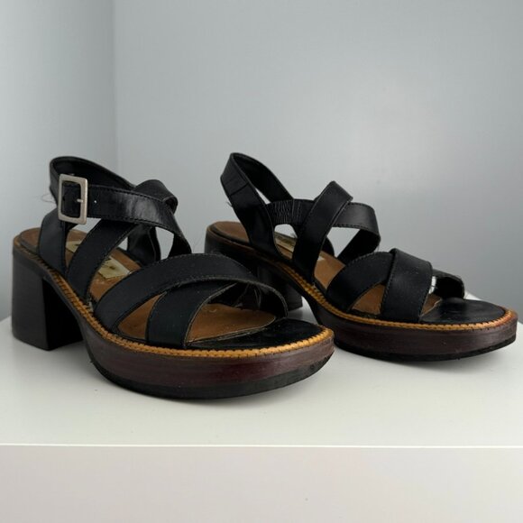 Diba | Shoes | Vintage Diba Black Strappy Open Toed Heeled Sandals ...